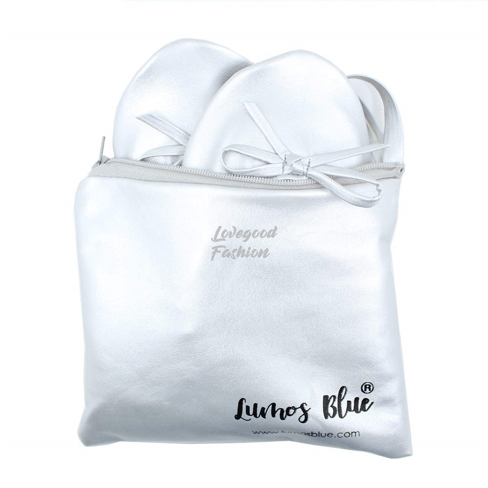 Women's Silver Foldable Flats with Pouch - Lovegood